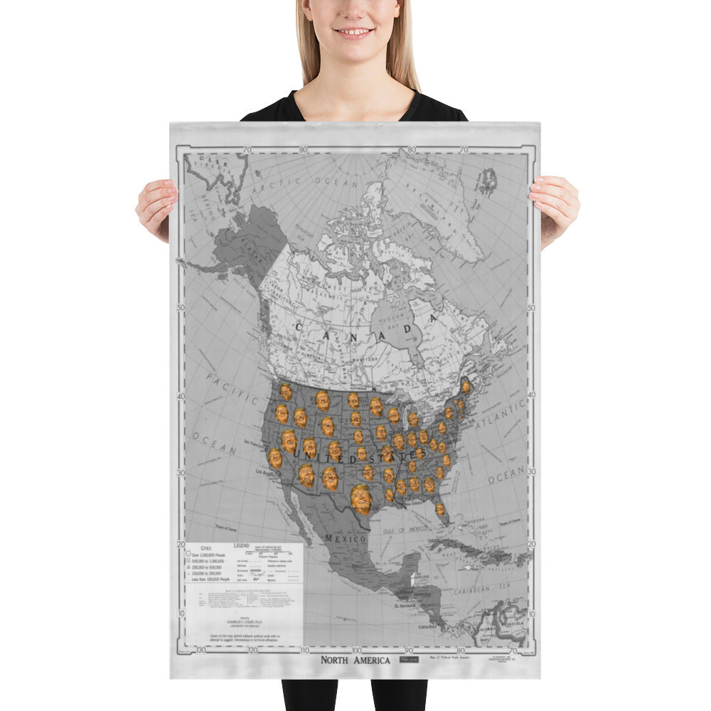 Poster - Trump 2024 President Elect Monochrome Grayscale Map Every Sta ...